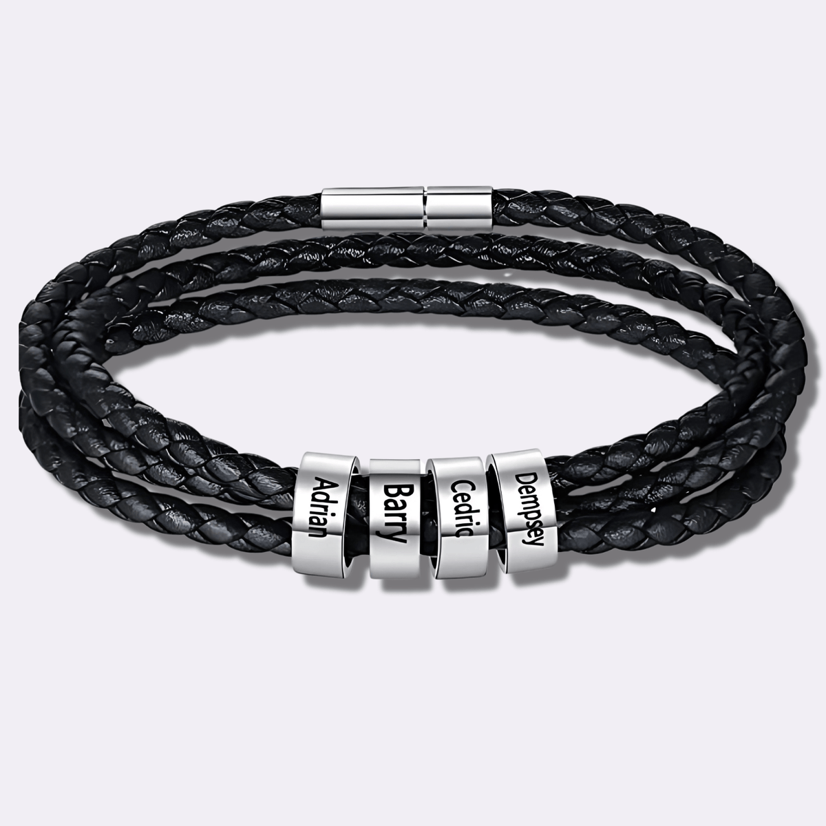 Men Personalized Braided Leather Bracelet Mens Personalized Name ...